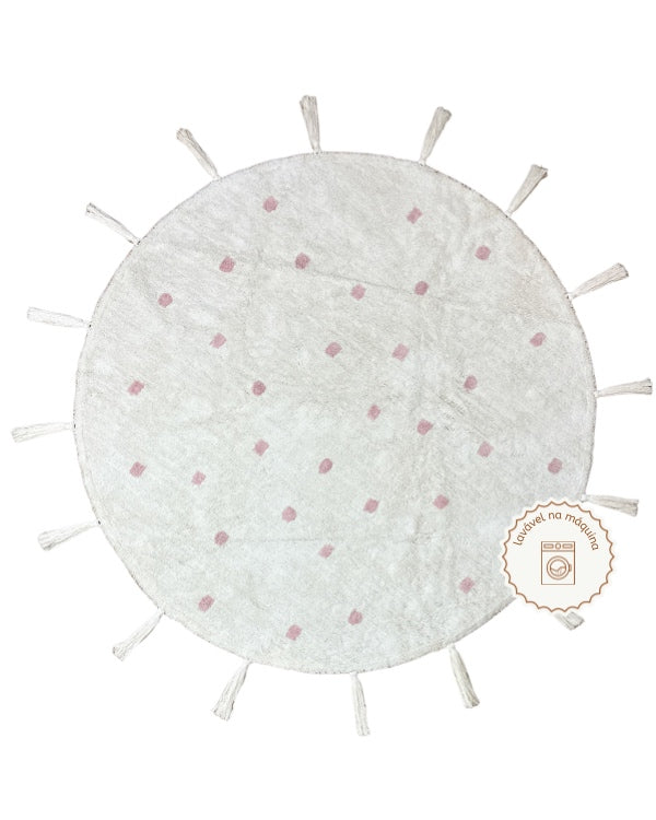 Tapete de Algodão Circular Dots Rosa – Afetto Design